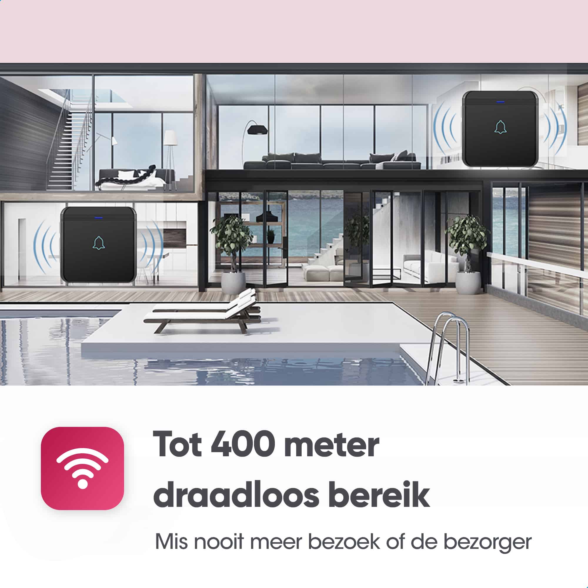 AVANTEK D-3B Draadloze deurbel met 2 ontvangers - Zwart ...