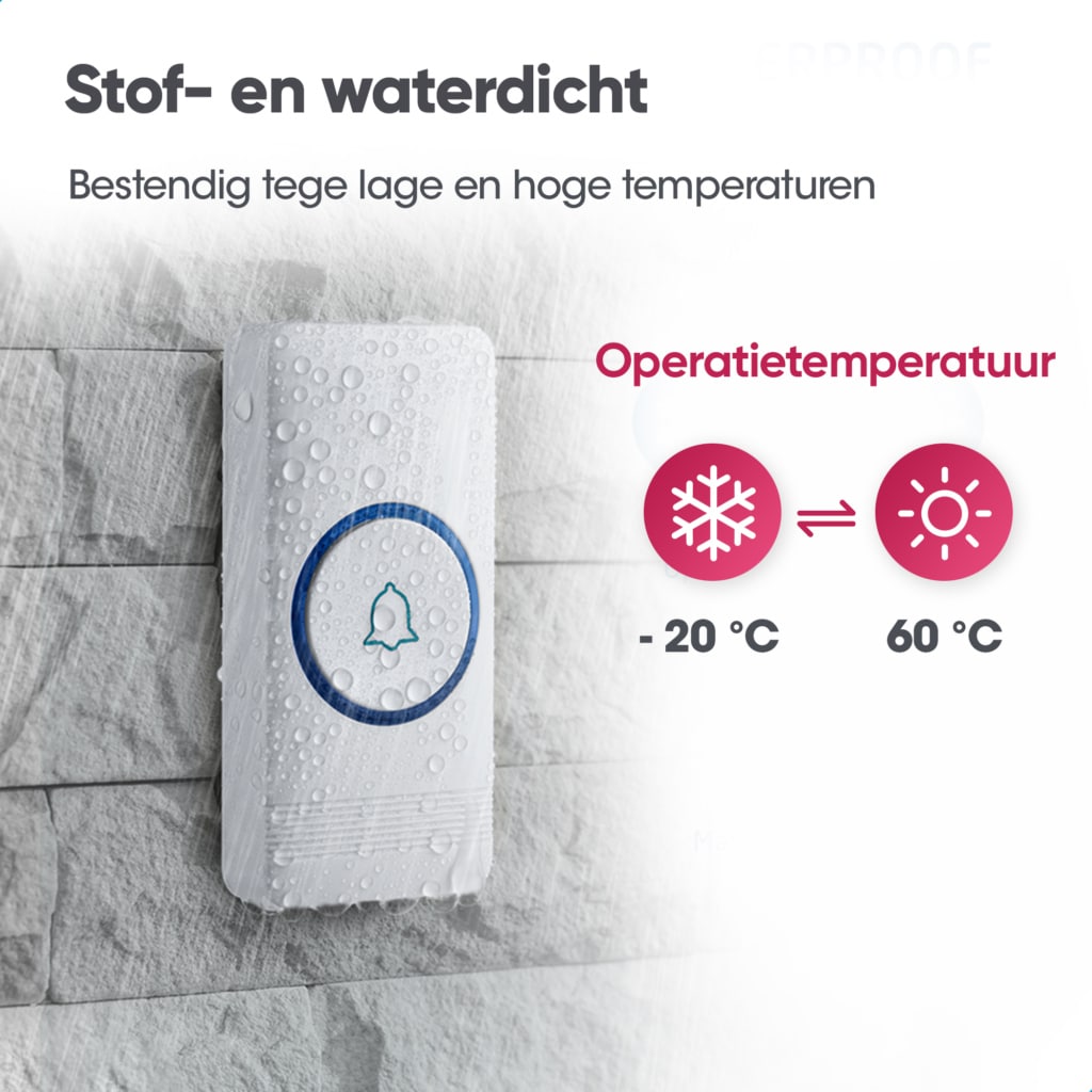 AVANTEK D-3F Draadloze deurbel met 1 ontvanger - Wit - Brandpreventiewinkel