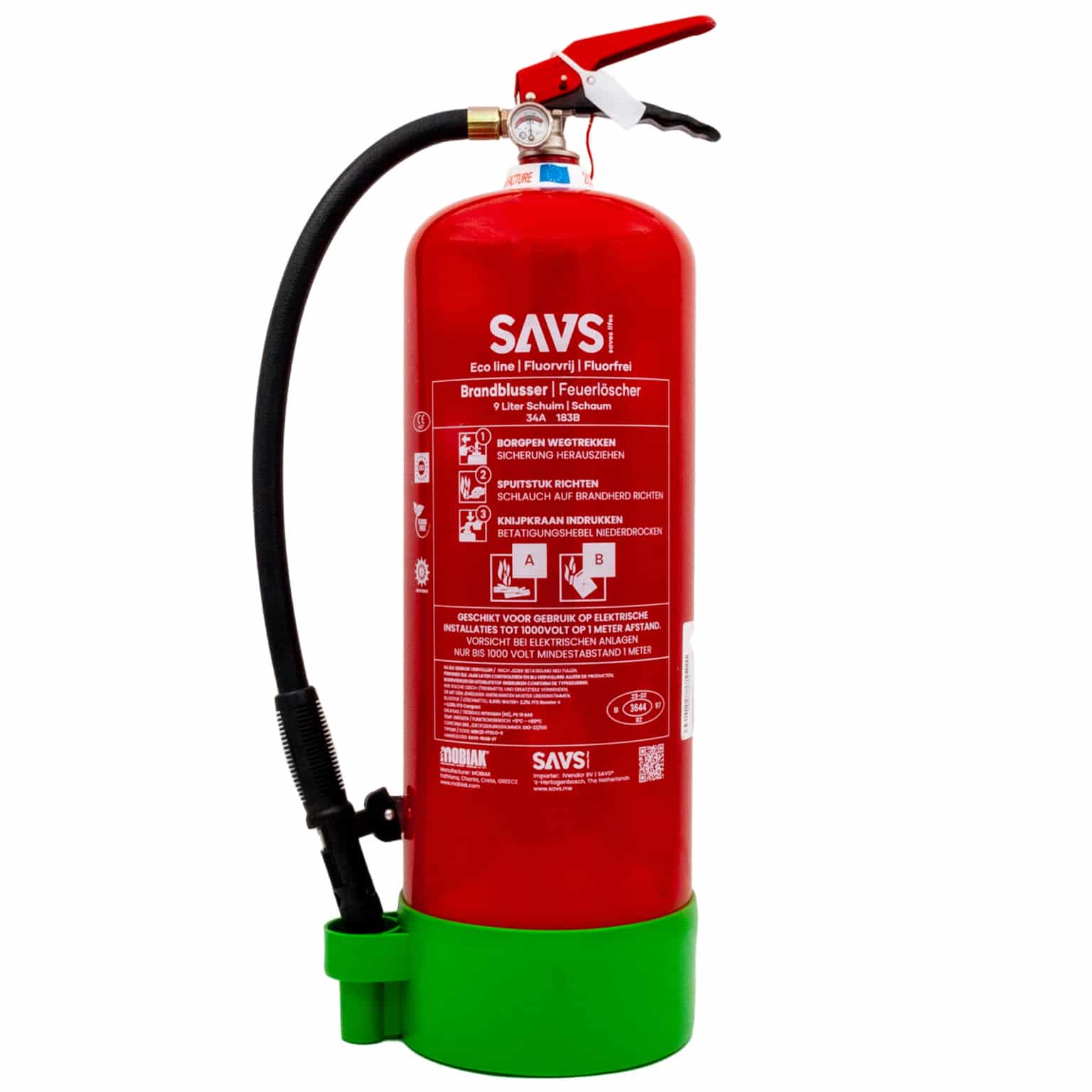SAVS schuimblusser 9 Liter AB 100% PFAS-Fluorvrij - Brandpreventiewinkel