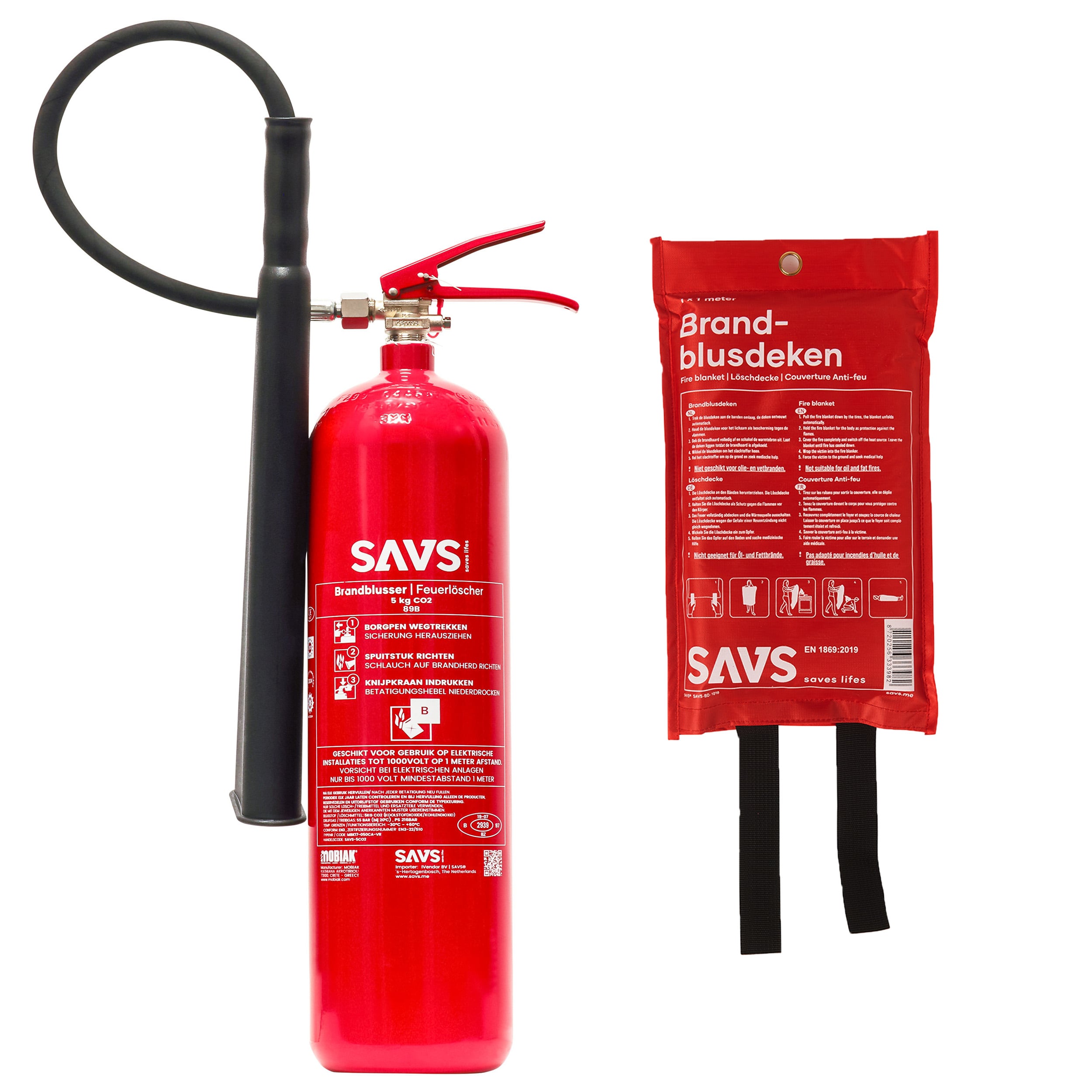 SAVS Brandblus box – CO2 blusser 5 kg + Blusdeken – XL ...